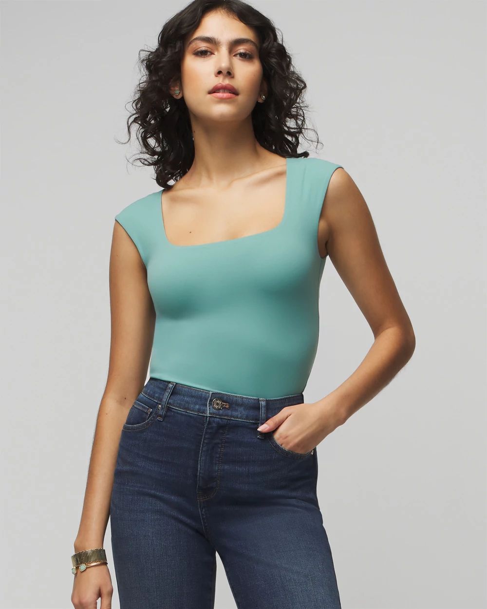 Whbm® Forme Square Neck Cap Sleeve Top White House Black Market